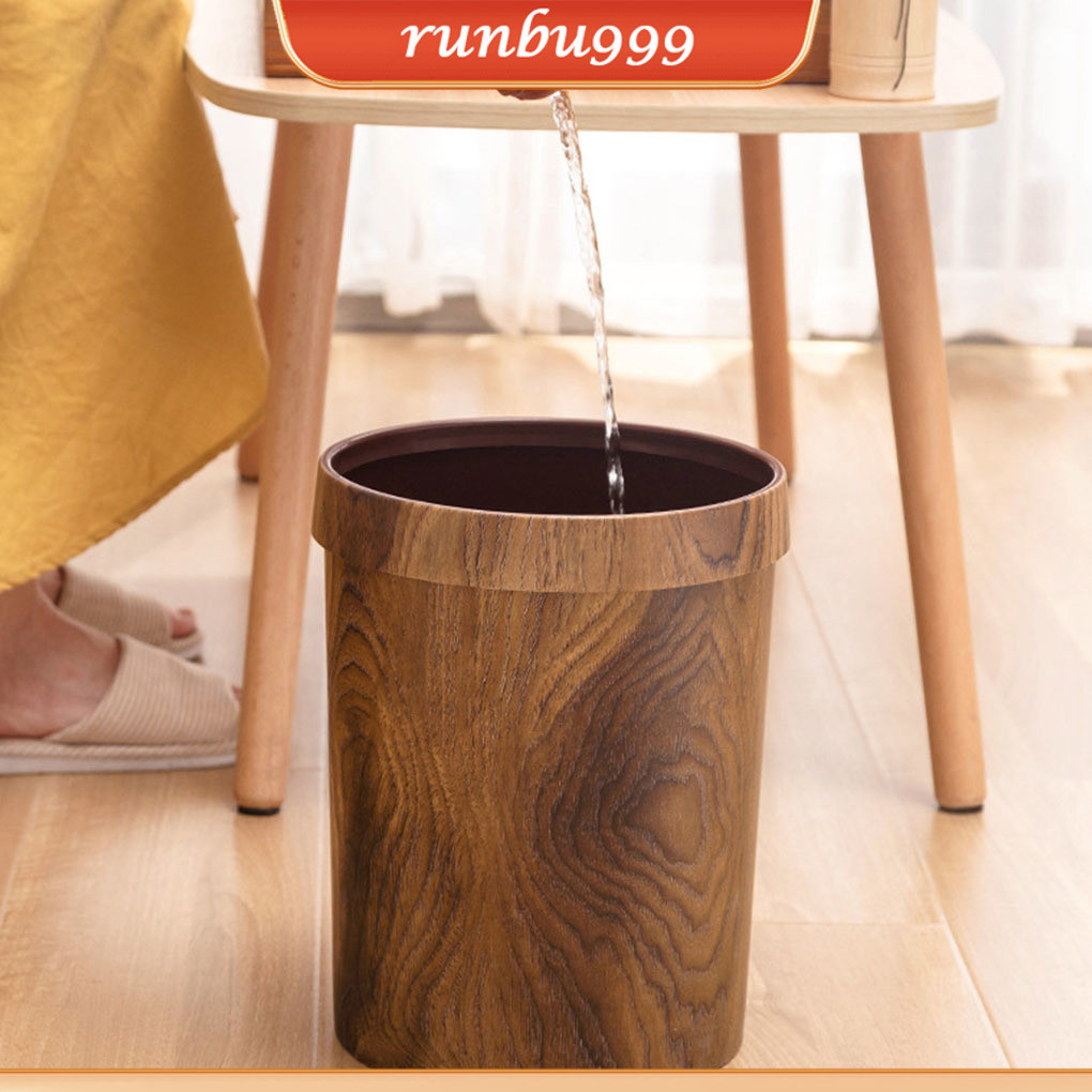 1/2/3 Vintage Wood Grain Trash Can Waste Basket Garbage Bin Case ...
