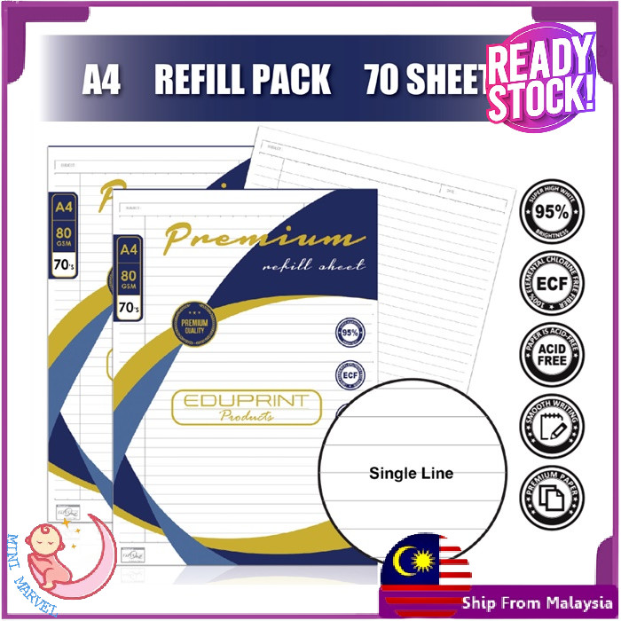 EDUPRINT A4 Premium Refill Pack Examination Sheet 80GSM Single Line Kertas Tulis 信纸 | Shopee ...