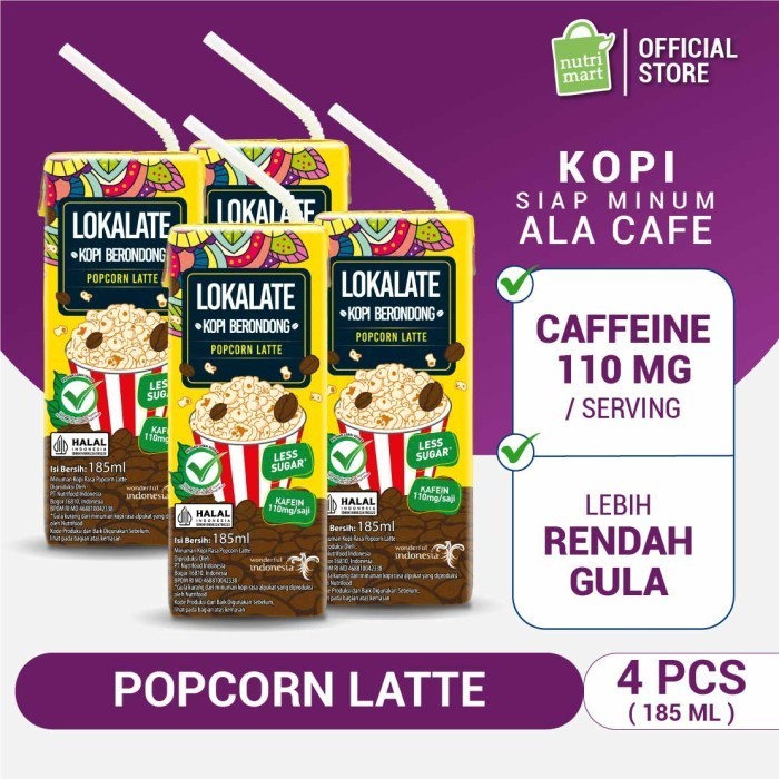 Clearance - Lokalate RTD Popcorn Coffee 185 ml - Low Sugar & High in ...