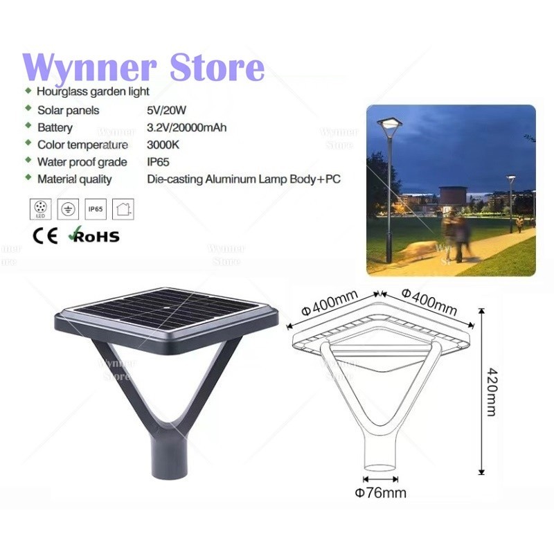 Designer Lighting Outdoor Solar Lantern 20w High Pole Lantern ...
