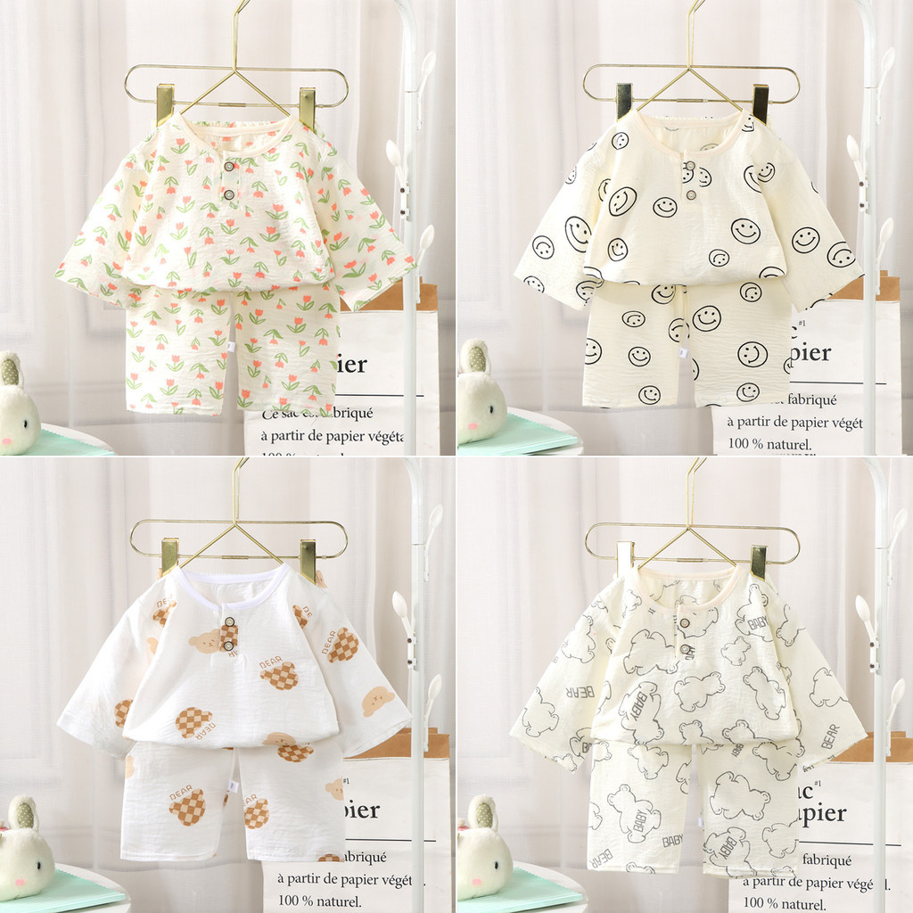 Children's Pajama Kids Pyjamas Set Boys' and Girls' Three-Quarter ...