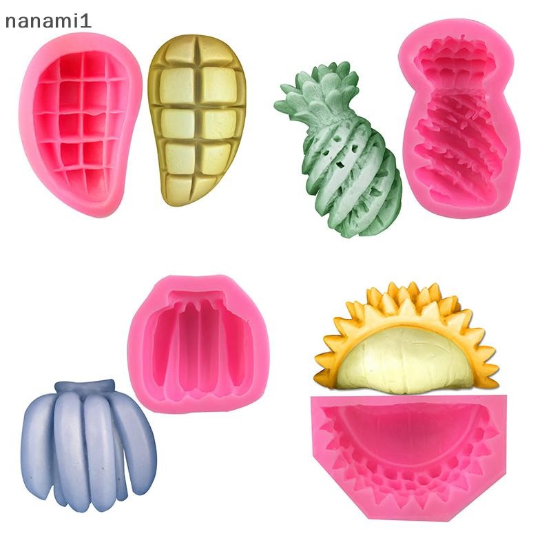 nanami1 3D Fruit Banana Pineapple Corn Mango Durian Ice Cream Silicone ...