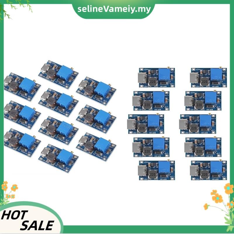 10pcs MT3608 Adjustable Step Up Module Voltage Regulator 2V-24V to 5V-28V 2A Step-Up DC-DC ...