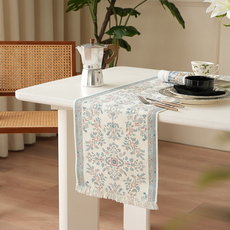 New Product Eden Cotton Thread Printed Flow Whisker Table Runner New ...