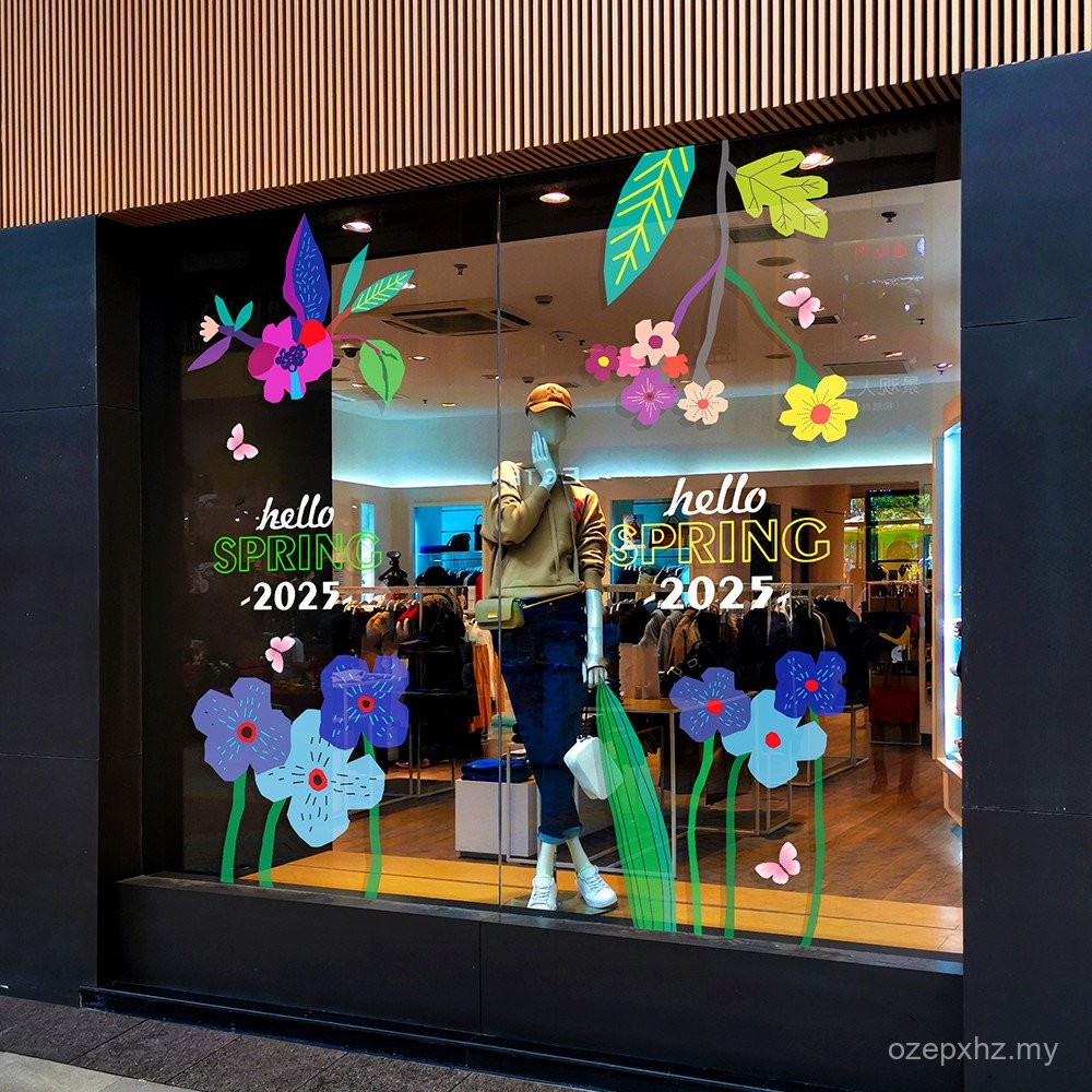 Filem Kaca Tema Musim Bunga Bunga Mekar Musim Musim Bunga Kedai Pakaian ...