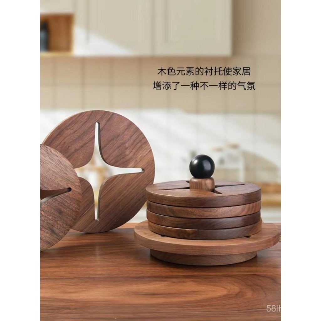 Tikar tahan panas komputer meja kreatif buah walnut hitam kayu pepejal ...