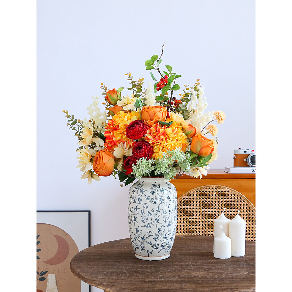 Bunga tiruan jambak bunga mewah, ruang tamu, perabot bunga palsu, meja ...