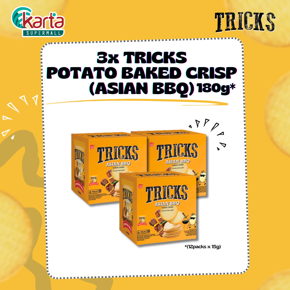 TRICKS Potato Baked Crisps (Asian BBQ) X 3 Boxes Combo (3 Boxes x 15g x ...
