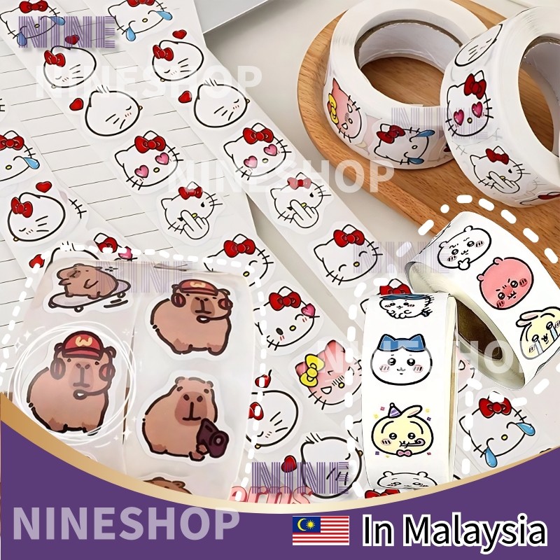 500pcs/Roll Capybara Loppy Kuromi Chiikawa Sealing Sticker Tapes ...