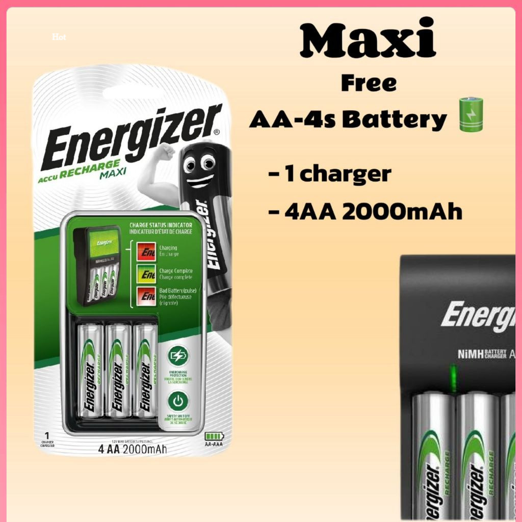 Energizer Maxi Charger with 4 AA 2000mah Batteries | Shopee Malaysia