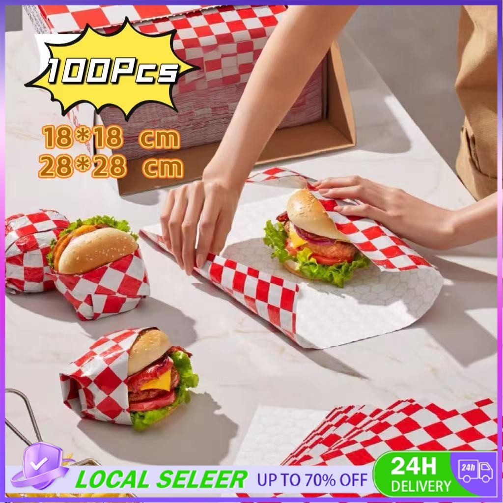 100Pcs Wrap paper Food checkered burger paper sandwich Mexican burrito ...