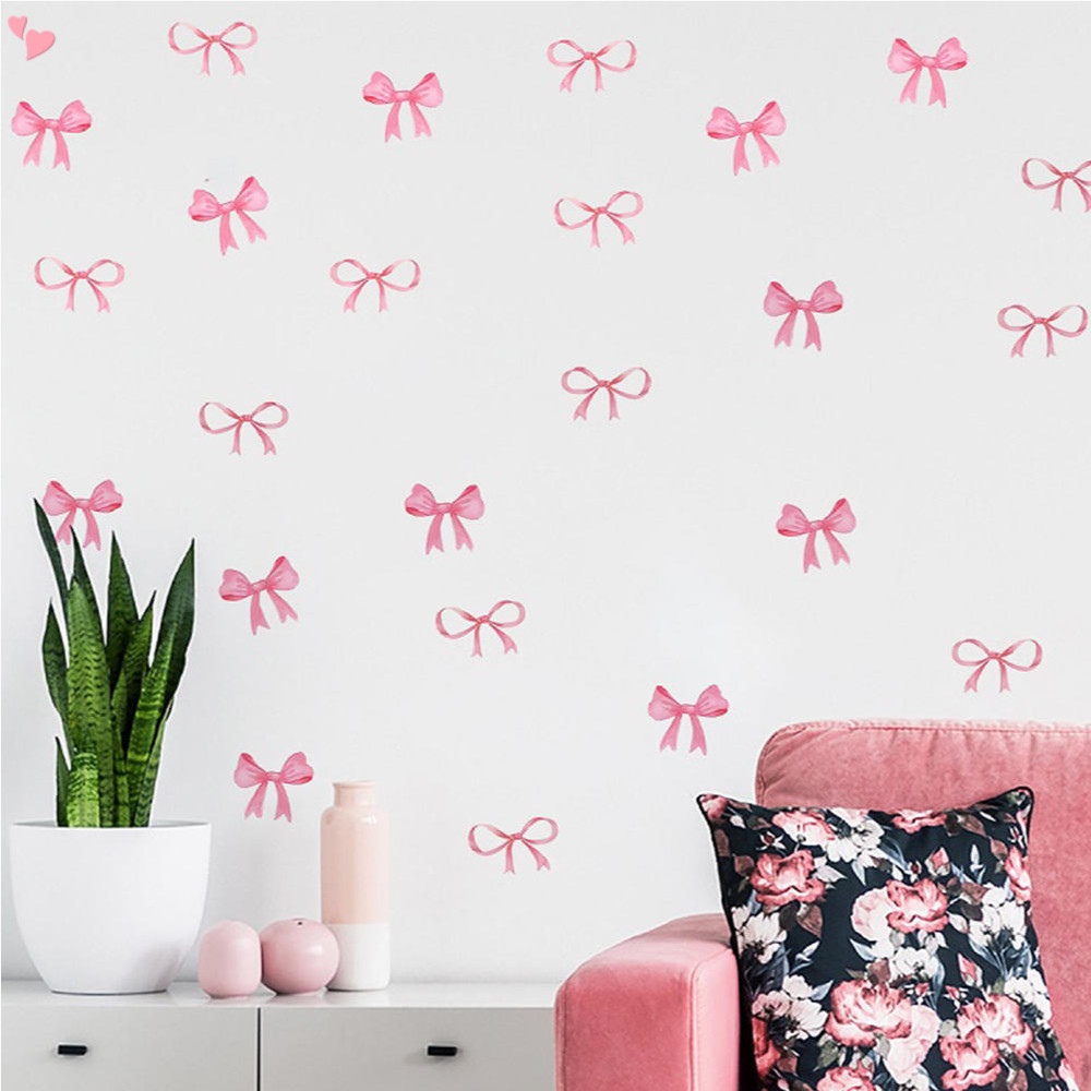 Trendy Pink Bow Wall Stickers Pink Orange Blue Black Bow Knot Wall ...
