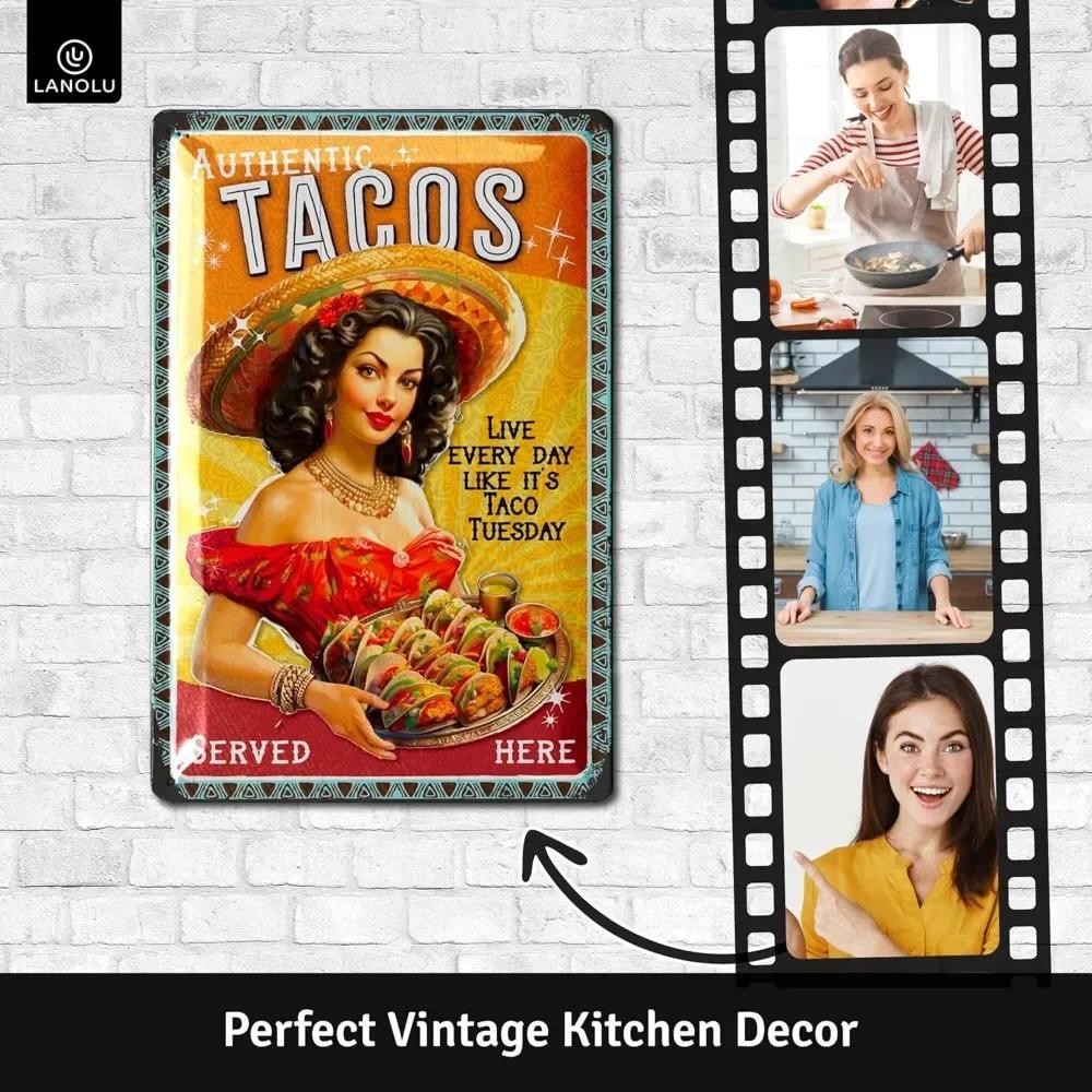 Vintage Tacos Metal Sign - Retro Food Poster for Kitchen - Ideal Decor ...
