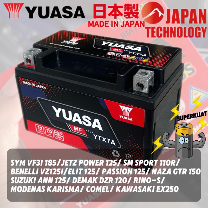 YTX7A / YTX7A-BS GEL SYM VF3i 185 MOTORCYCLE BATTERY KARISMA/COMEL/EVOZ ...