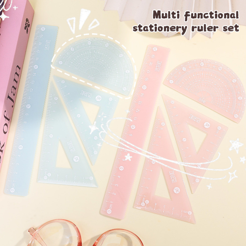 4PCS/Set 20CM Jelly Ruler Set - Geometry Maths Drawing Stationery ...
