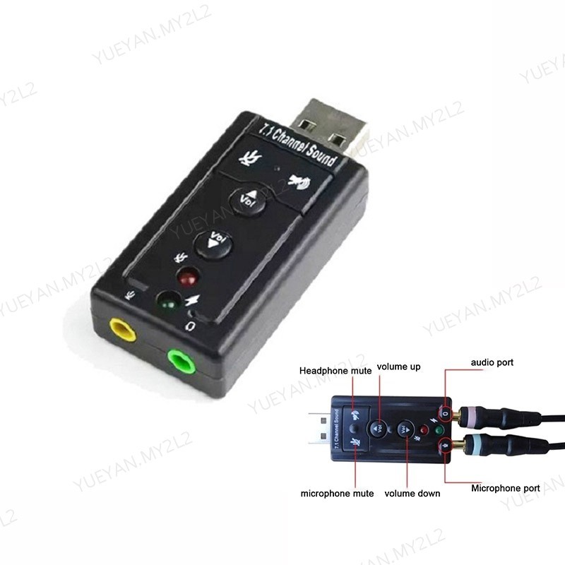 USB Audio Sound Card 3D External 7.1 CH Channel Mic Adapter Speaker 3 ...