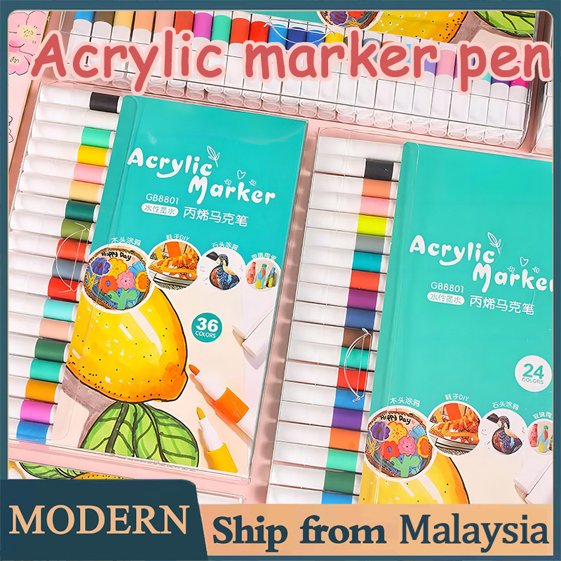 12/24/36/48/60/80 Colour Acrylic Paint Marker Pen Waterproof Markerpen ...