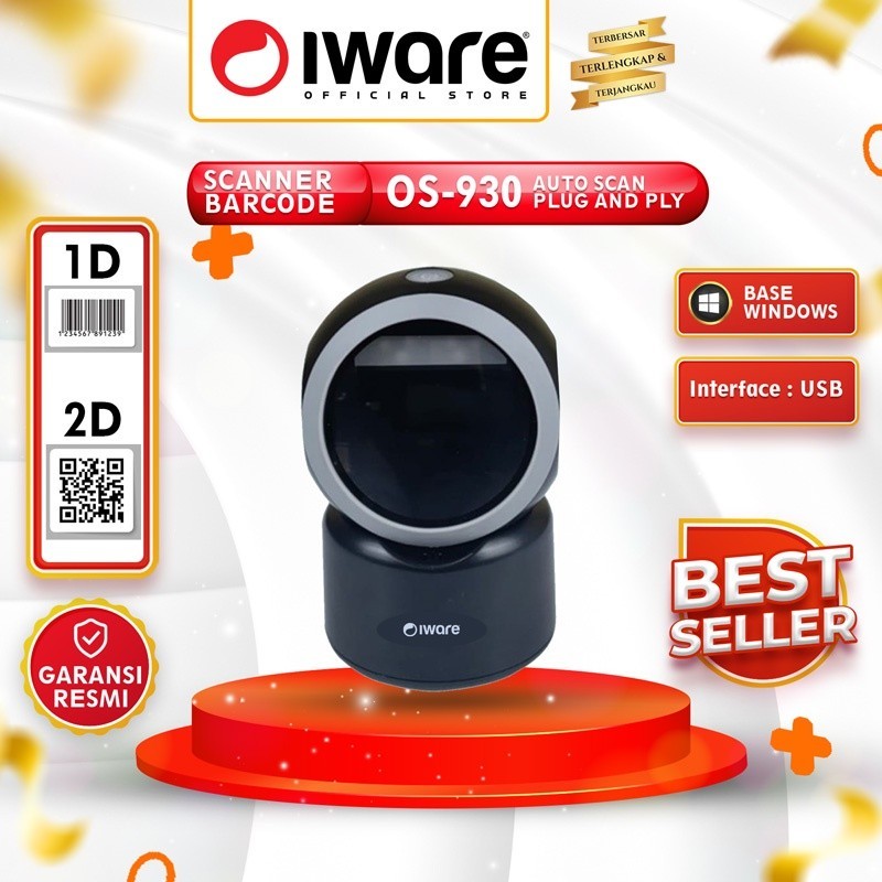 Barcode SCANNER OMNI IWARE OS-930 - OS 930 QR CODE-E-Invoice USB 2D And ...