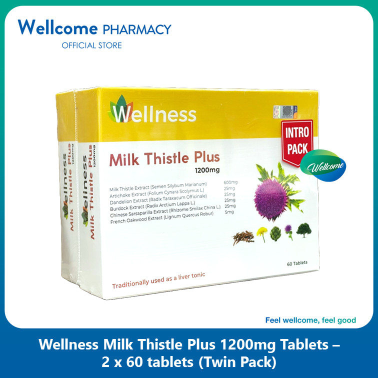 Wellness Milk Thistle Plus 1200mg Liver Tonic Tablets - 2 x 60's (Value ...