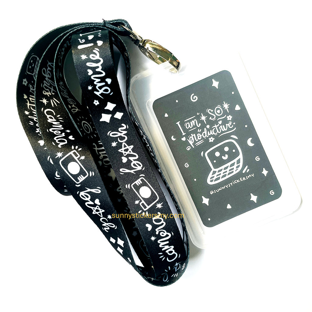 [Lanyard] Cute Lanyard with ID Card Holder Lights Camera Smile | Shopee ...