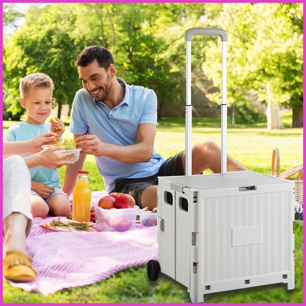 Collapsible Rolling Crate Camp Foldable Carts Folding Crates Heavy Duty ...