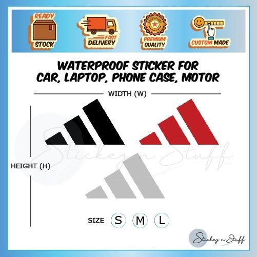 [D4] Adidas Logo Sticker Kereta Waterproof Car Motor Laptop Desktop ...