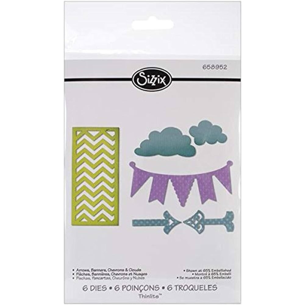 Sizzix Thinlits Dies - Arrows, Banners, Chevrons, Clouds (For use with Standard Die Cut Machines ...