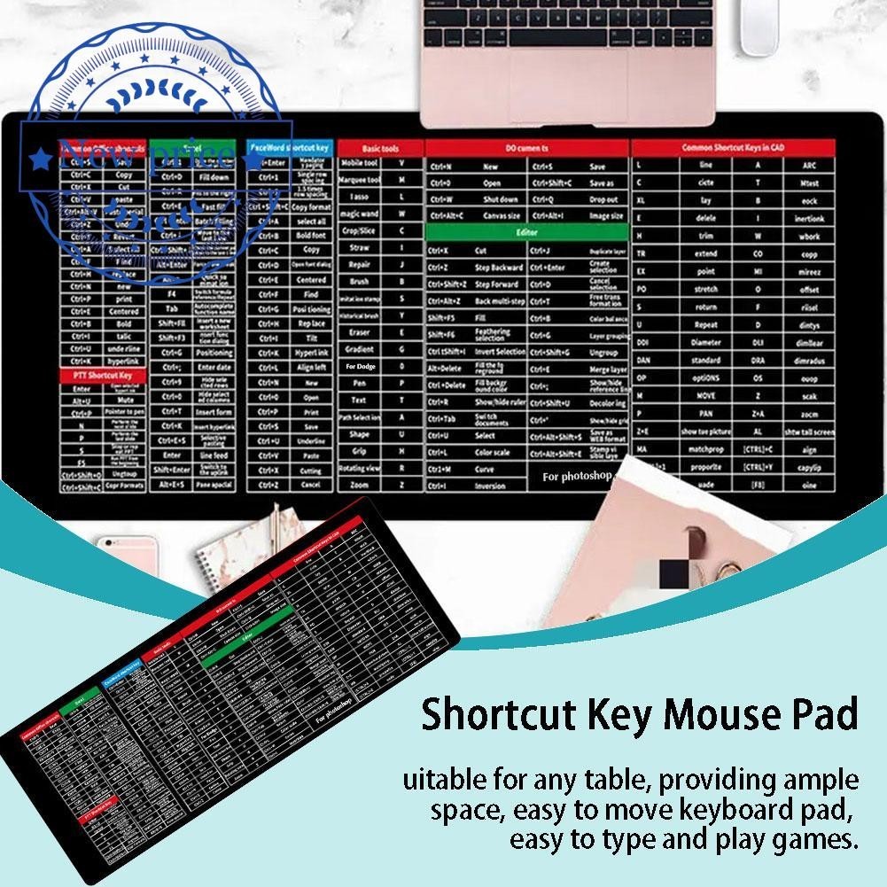 Updated Large Office Keyboard Mouse Pad With Microsoft Office Shortcut ...