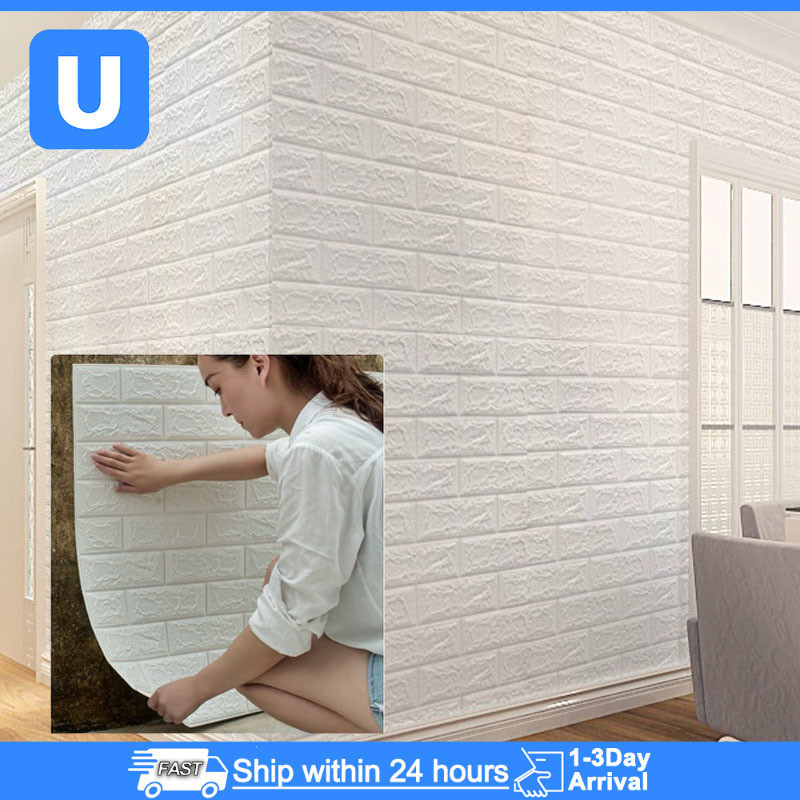3D DIY Self Adhesive Sticker Brick Foam Wallpaper PE Foam Wallpaper ...