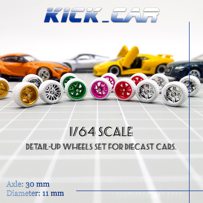 1/64 Car Model Modified Hub White Tire Series Toy Wheel Set Suitable ...