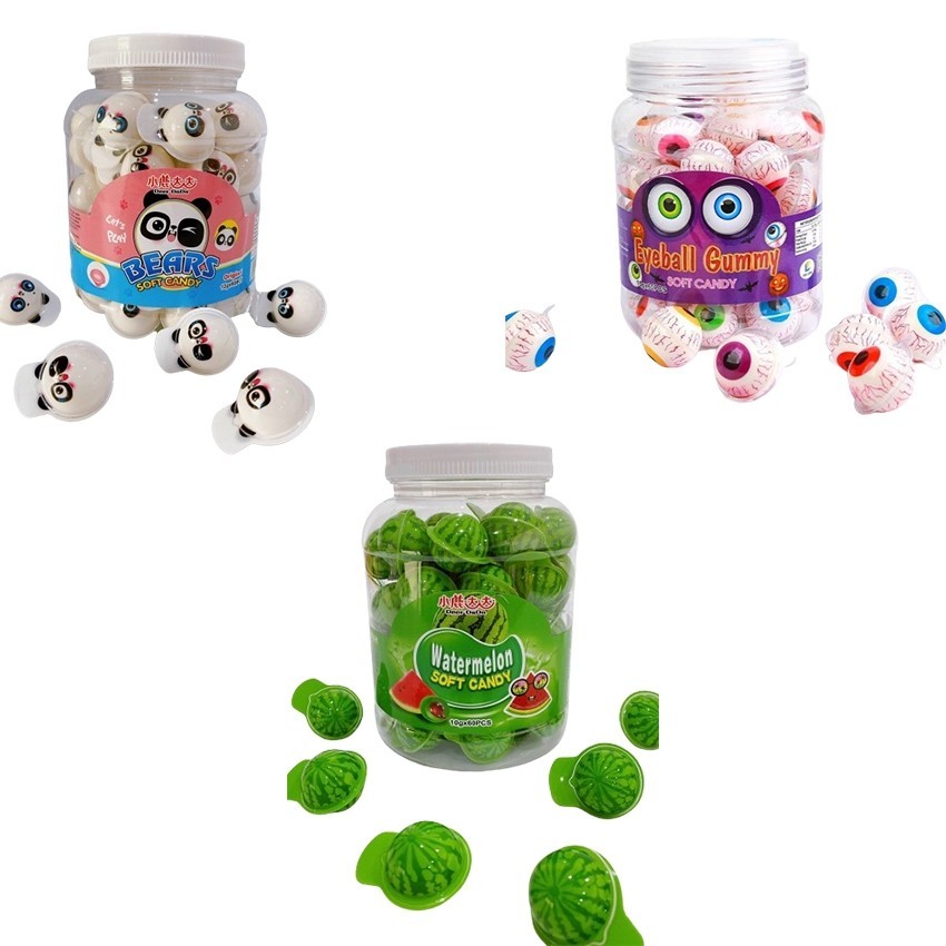 Box of 60 Gummy Candy Filled with Squid Game Eyes, Watermelon, Panda ...