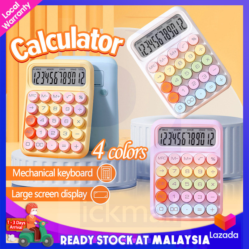 12 Digits Calculator Candy Style of Electronic Calculator Large Lcd ...