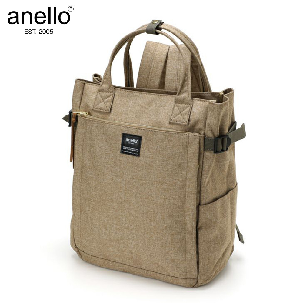 Size:(W)27cm (H)37cm (D)15cm Anello Polyester Canvas 10 Pocket 2 Way ...