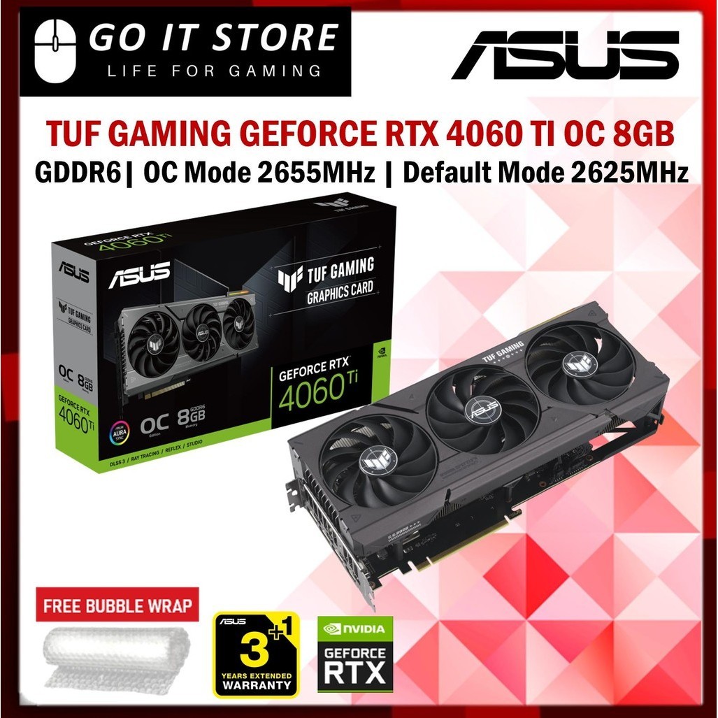 ASUS TUF Gaming GeForce RTX 4060 Ti 8GB GDDR6 OC Edition Graphic Card ...