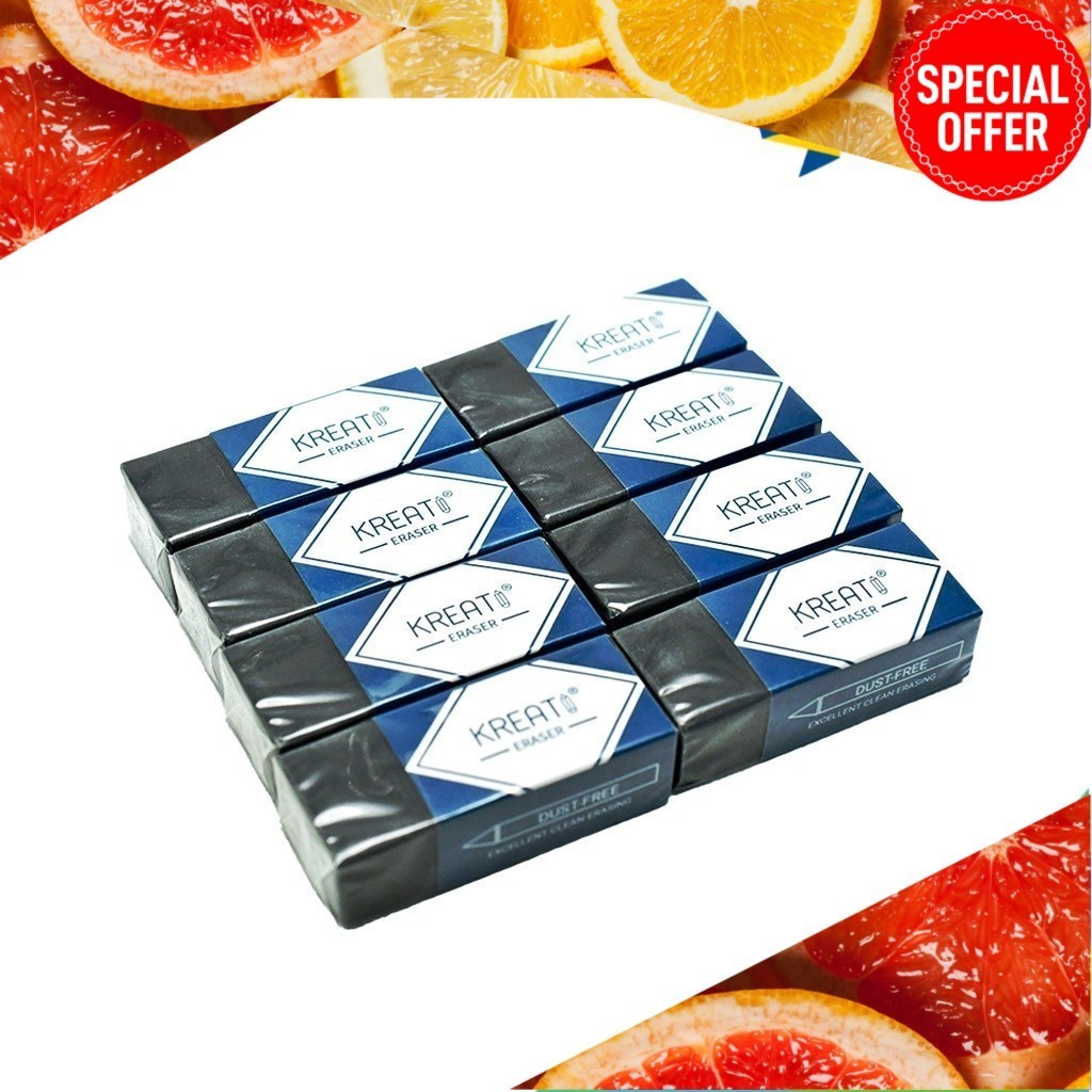 (8pcs/pack) Pemadam Pensil Hitam, Exam Grade Eraser in Black Color ...