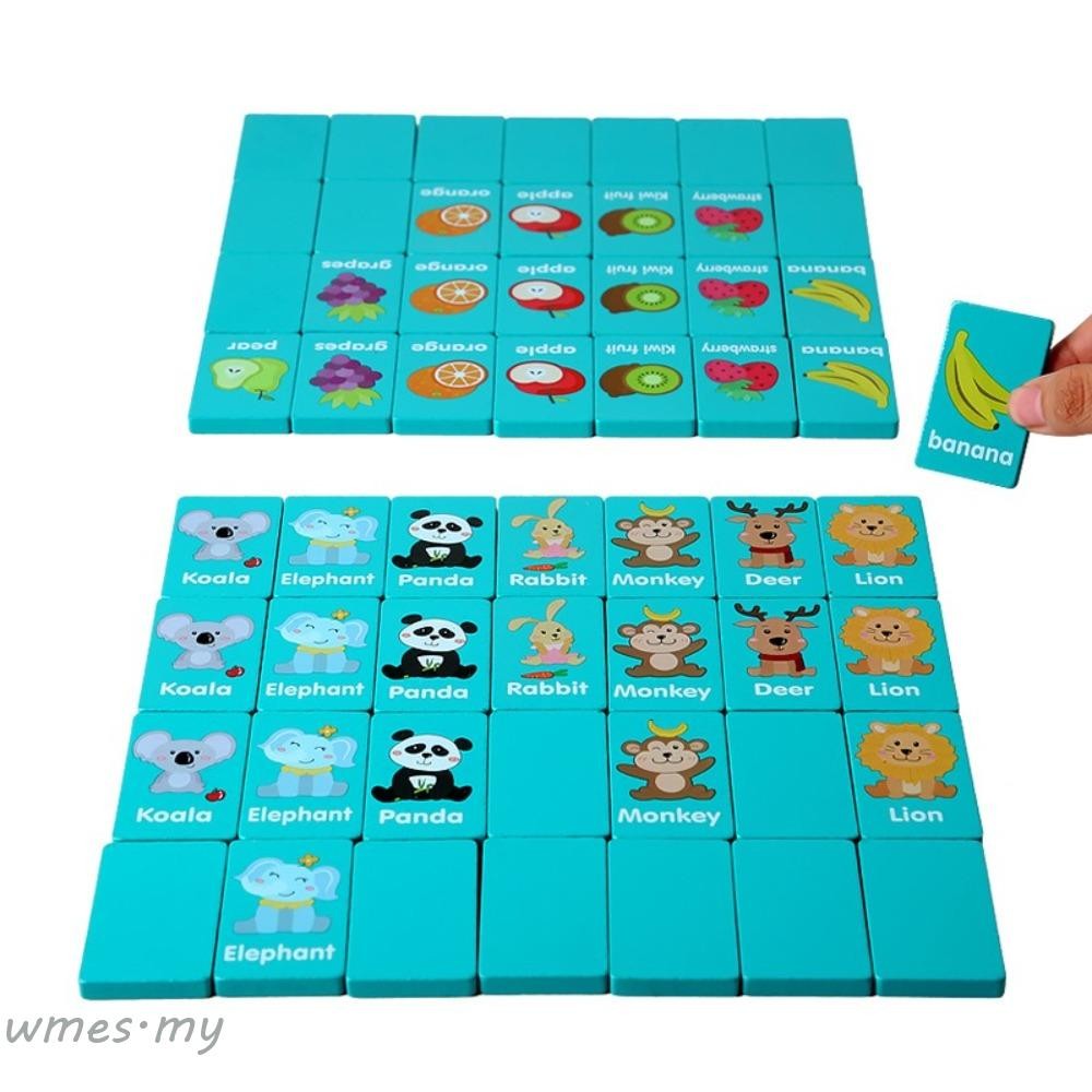 WMES1 Memory Solitaire Matching Mahjong Game, Fruit Animal Wooden ...