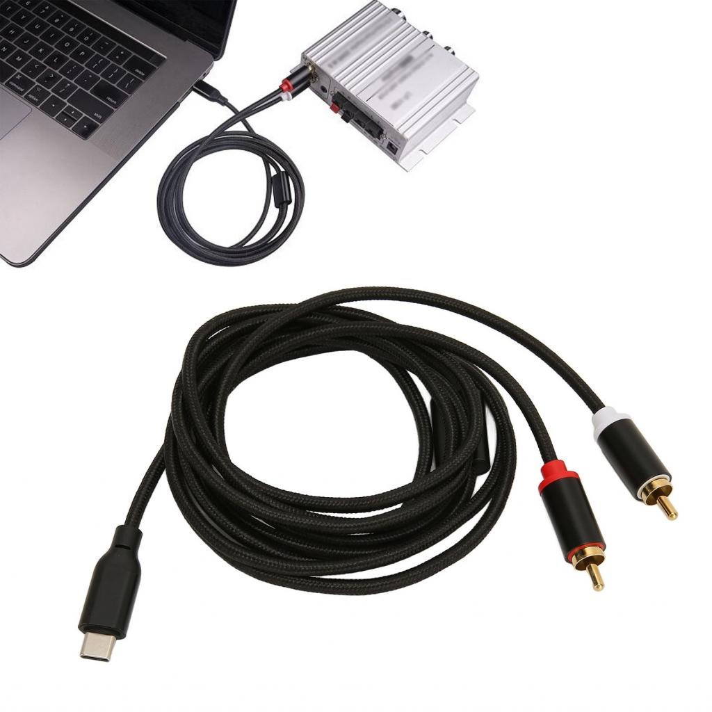 Ssrroo Type C To 2 Male RCA Cable HiFi Stereo Sound Cord Built in DAC ...