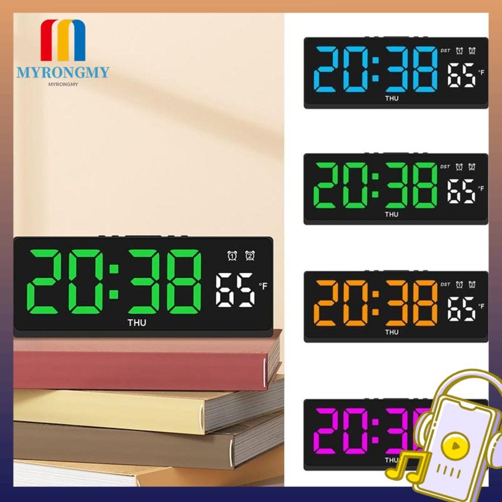 MYRONGMY Digital LED Clocks, Date Wall-mounted Electronic Wall Clock ...