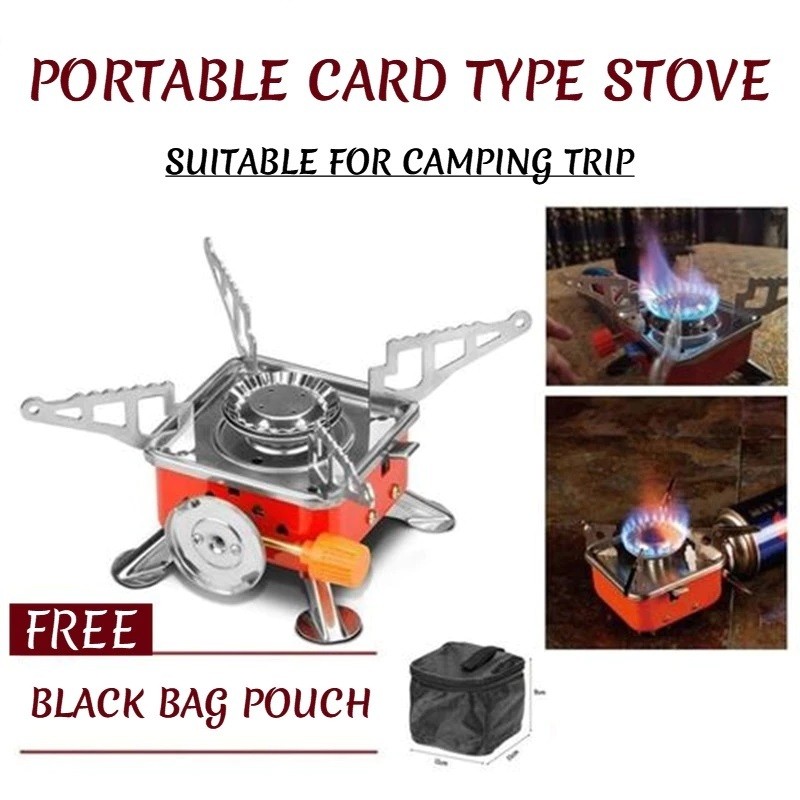 Folding Mini Gas Stove Camping Stove Burner Portable Cooking Card Type ...