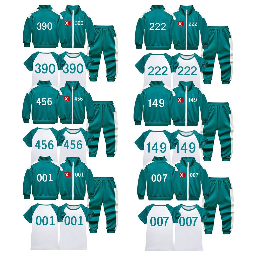 Squid Player Seong Gi-hun Cosplay Costume 456 Jacket Pants Set Calamari ...