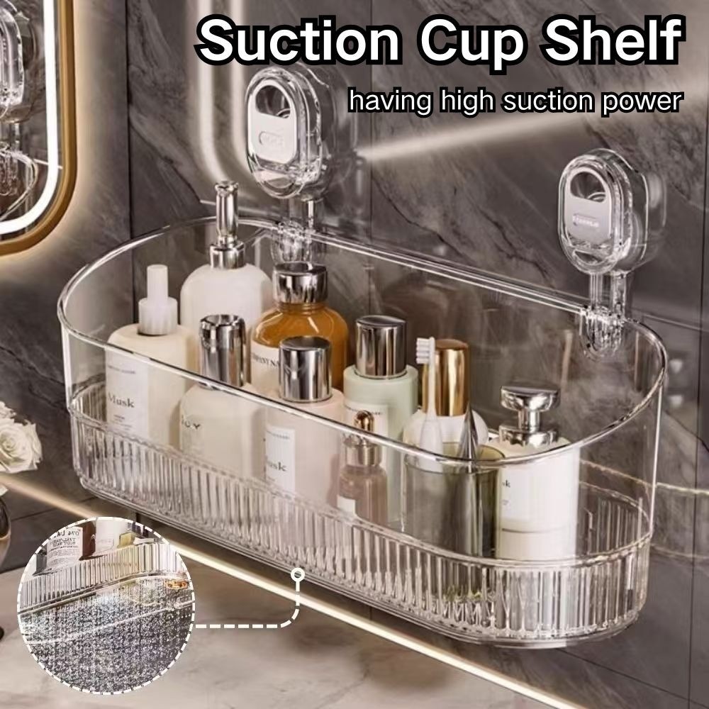 No-Drill Suction Cup Bathroom Storage Rack Suction Cup Rack Wall ...
