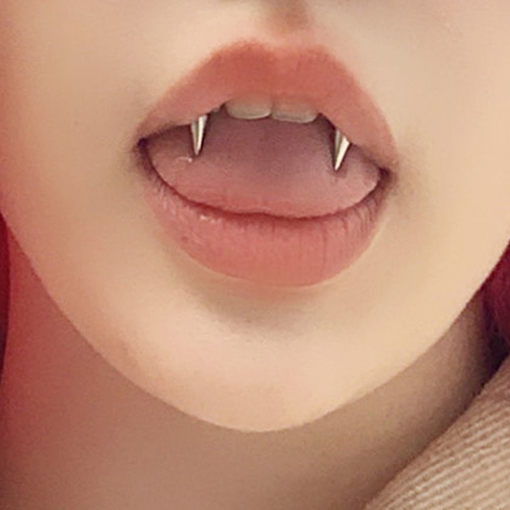 2201 People Collection Niche Dracula Studs Unique Piercing Lip Lace-Up ...