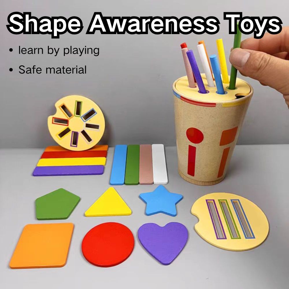 Wooden Color Shape Sorting Toy Shape Sorting Learning Matching Cup For ...
