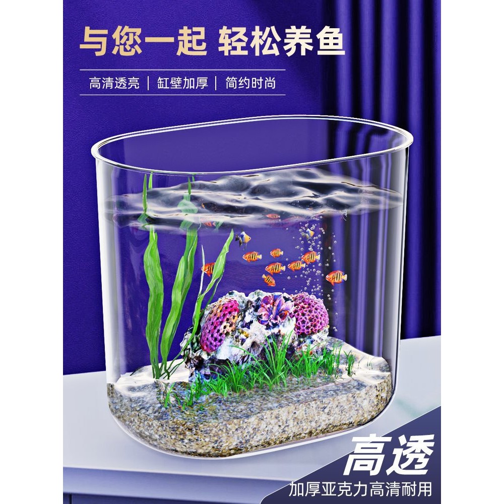 Tangki Ikan Kreatif Bulat Ruang Tamu Mini Kecil Sederhana Akuarium Isi ...