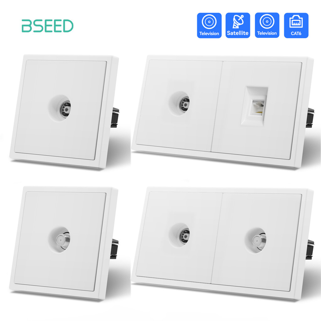 BSEED Wall Power Socket TV Plug RJ45 Internet Socket Satellite Outlet ...