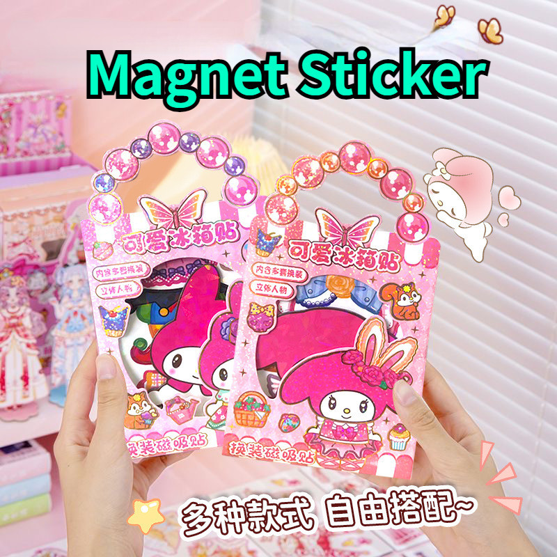 Cute My Melody Magnet Sticker Kuromi Dress Up Sticker Anime Fridge ...