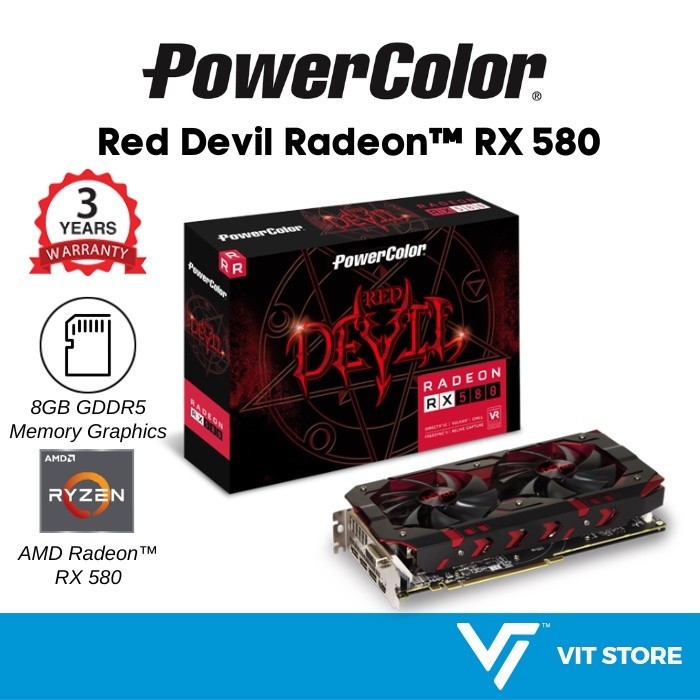 PowerColor Red Devil Radeon RX 580 8GB GDDR5 Graphics Card / Desktop PC ...