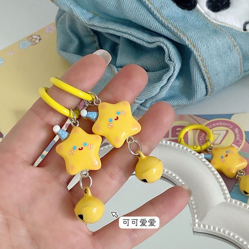 Cute Simple Stars Keyring Y2k Cute Pentagram Keychain Bag Pendant ...