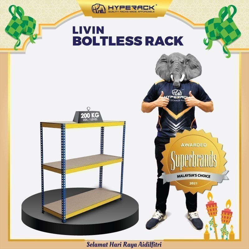 SUPERACK Livin Rack Blue&Yellow Boltless Rack 3 Levels Shelf Rack ...