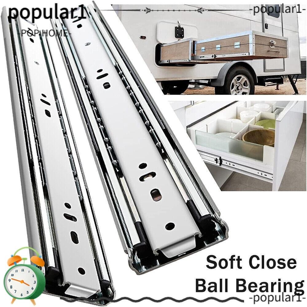 POP 2Pcs Drawer Runners, Three Section Stainless Steel Draw Slideway ...